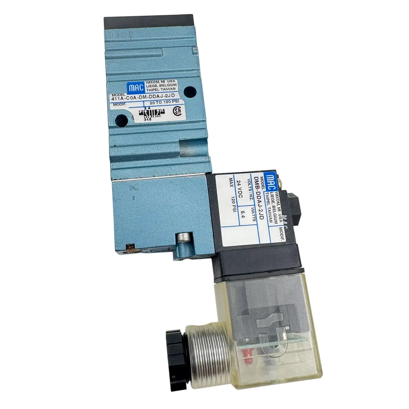 MAC Solenoid Valve 411A-C0A-DM-DDAJ-2JD with 5.4W Coil DMB-DDAJ-2JD